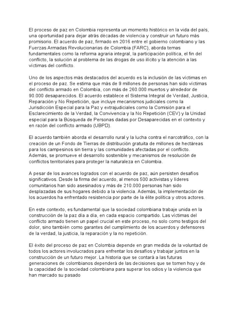 Proceso de Paz en Colombia | PDF | Colombia