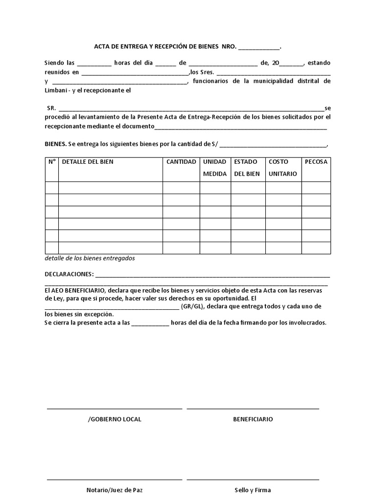 Ata de Entrega Modelo | PDF