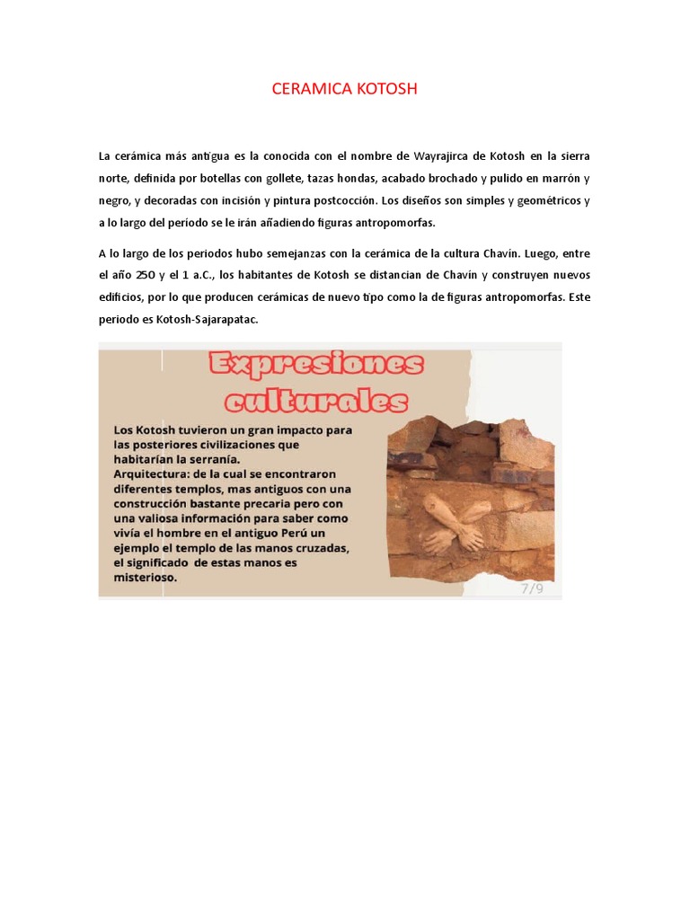 Cerámica de la Cultura Kotosh | PDF | Cultura de las Americas | Andes