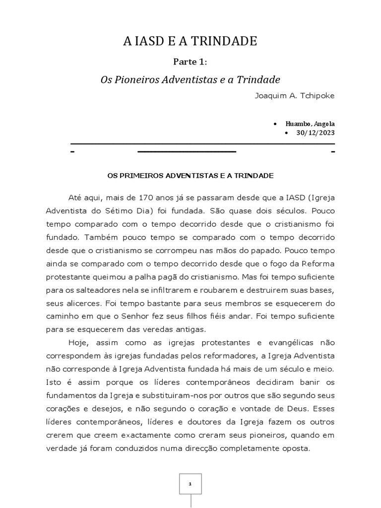 A Iasd e A Trindade (Parte 1) | PDF