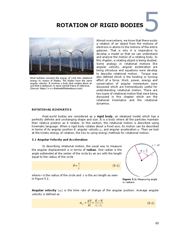 Chapter 5 Rotation | PDF | Rotation Around A Fixed Axis | Torque