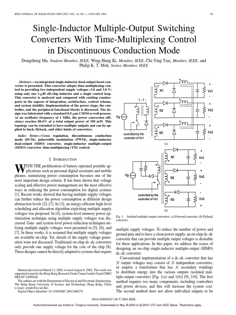 Single-Inductor Multiple-Output Switching Converters With Time-Multiplexing Control in ...