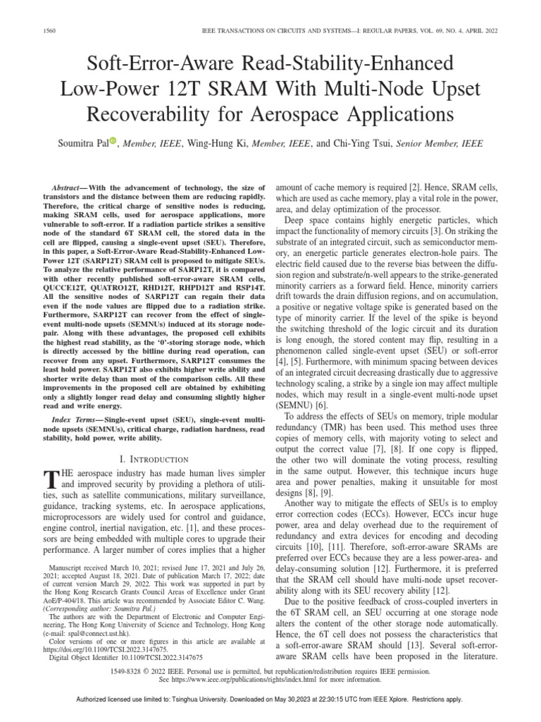 Soft-Error-Aware Read-Stability-Enhanced Low-Power 12T SRAM With Multi-Node Upset Recoverability ...