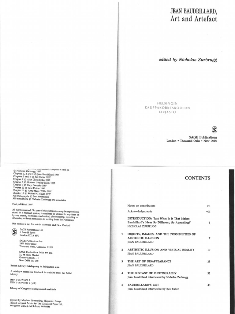 Two Baudrillard Texts On Aesthetic Illusion and VR | PDF