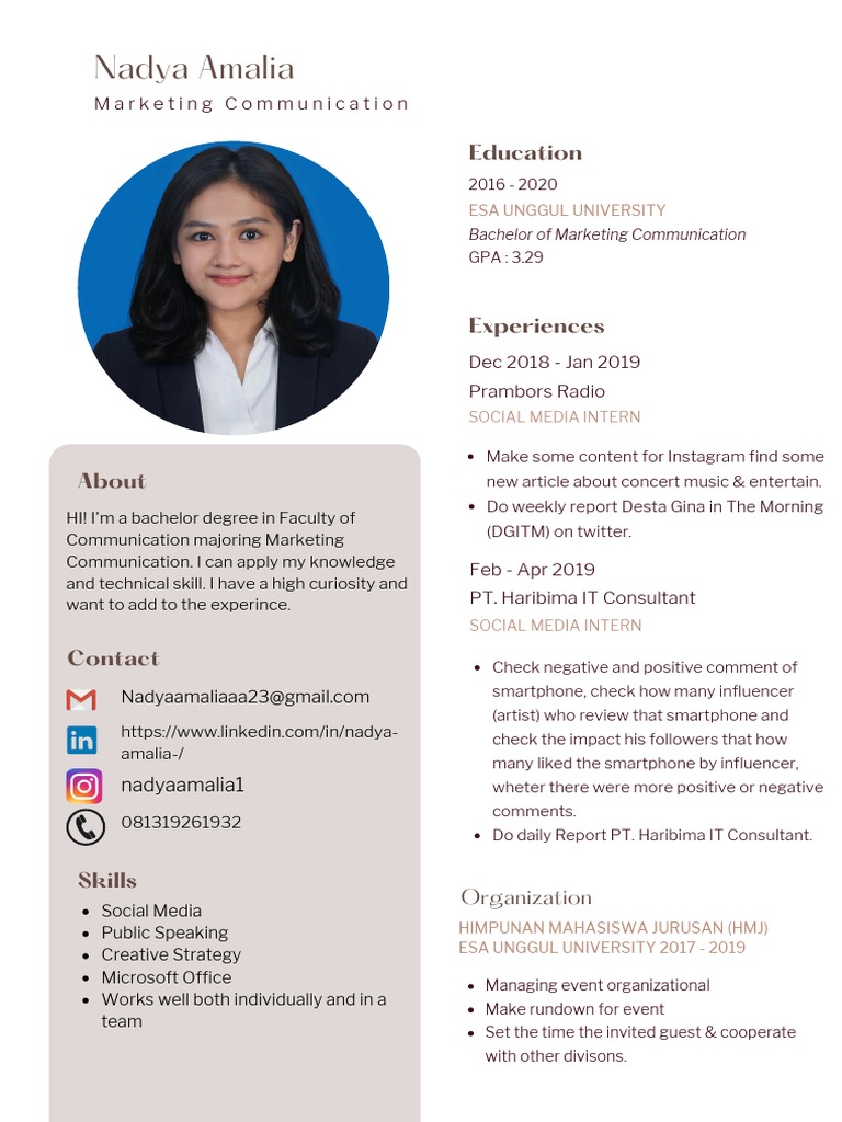 CV Nadya Amalia | PDF