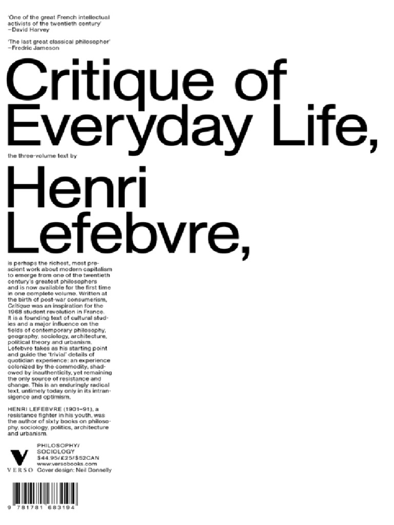 Critique of Everyday Life - Henri Lefebvre | PDF