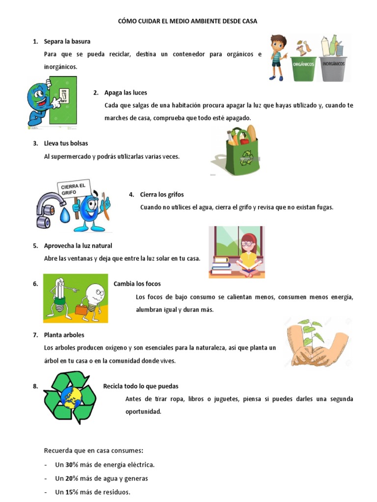 Cómo Cuidar El Medio Ambiente Desde Casa | PDF