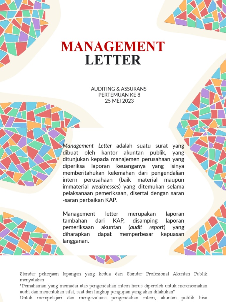 PERTEMUAN 8 Audit & Assurance - Management Letter | PDF