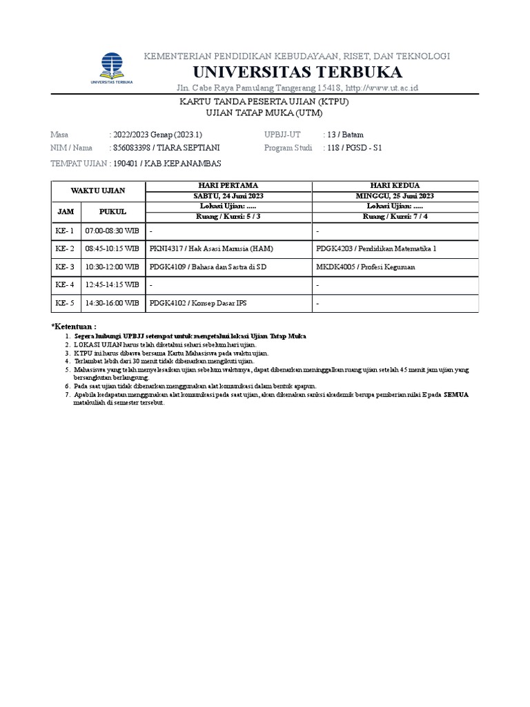 UT - Sistem Informasi Akademik | PDF
