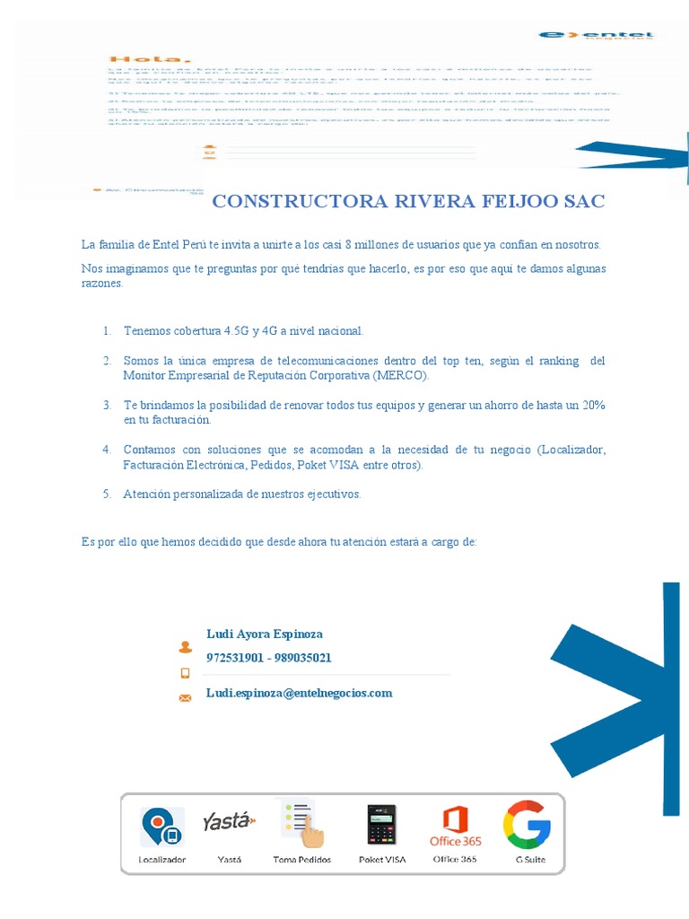 Carta de Presentacion CONSTRUCTORA RIVERA FEIJOO SAC | PDF