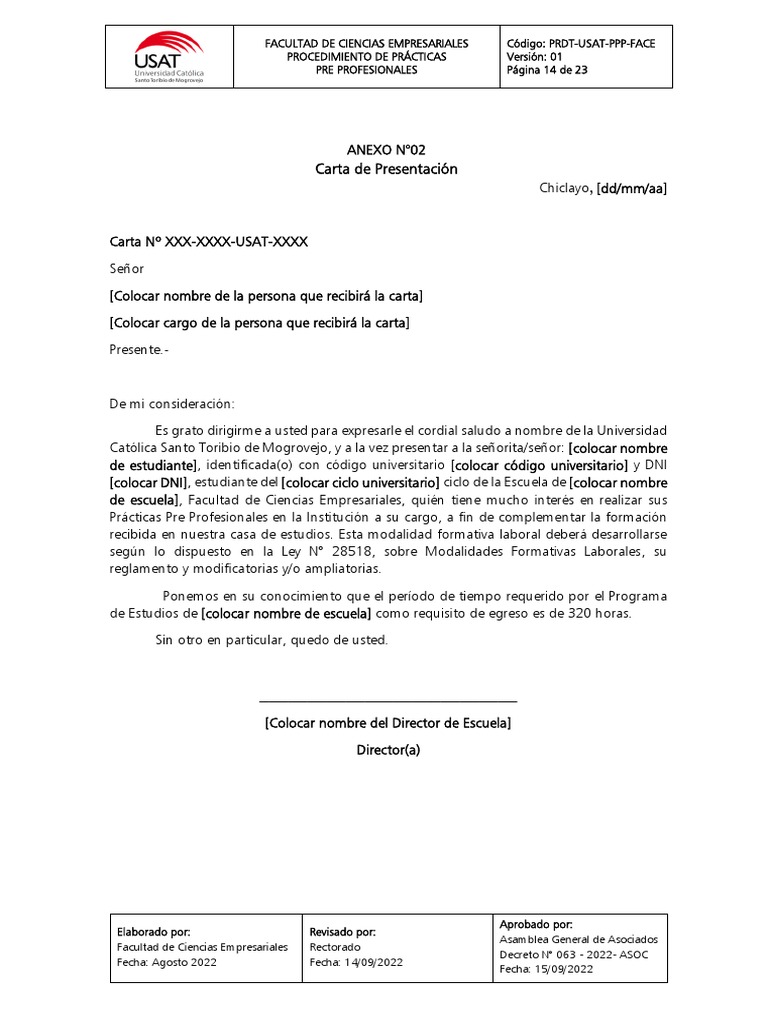 Anexo 2- Modelo Carta de Presentación Ccee 2022_v1-14 | PDF