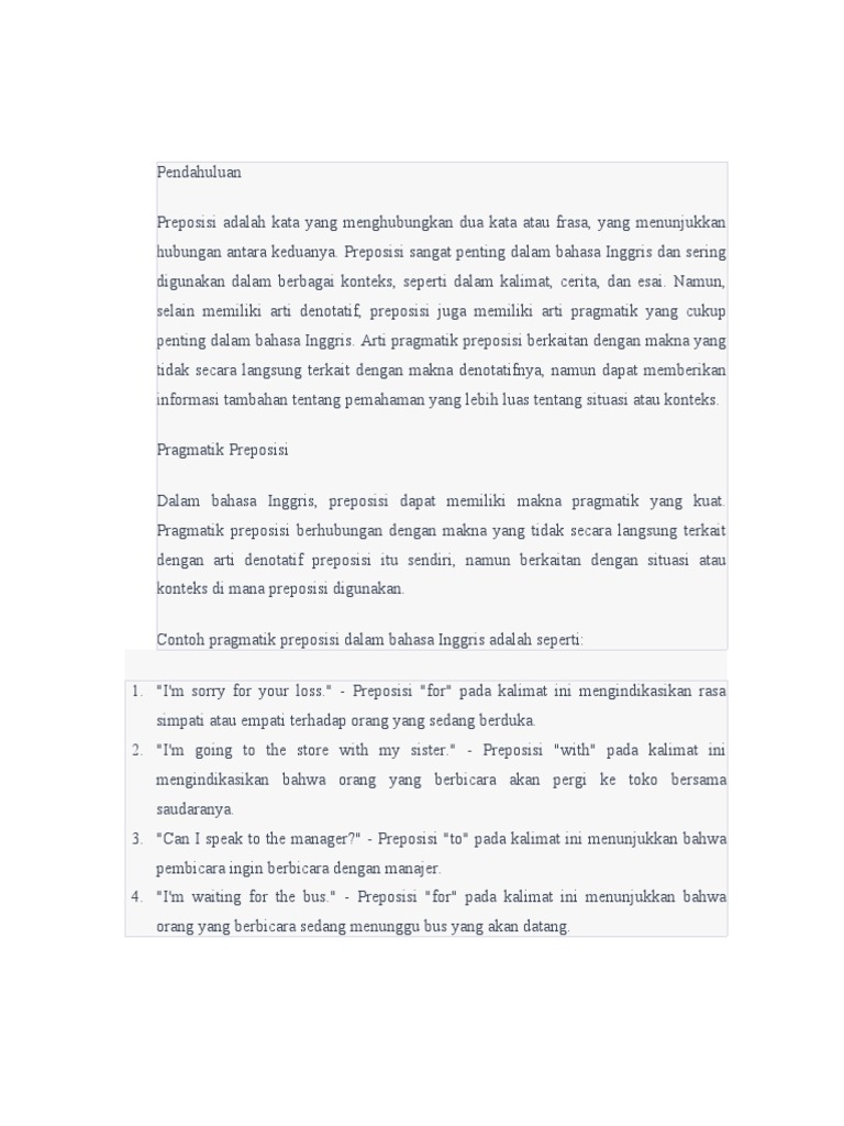 Pentingnya Pragmatik Preposisi dalam Bahasa Inggris | PDF