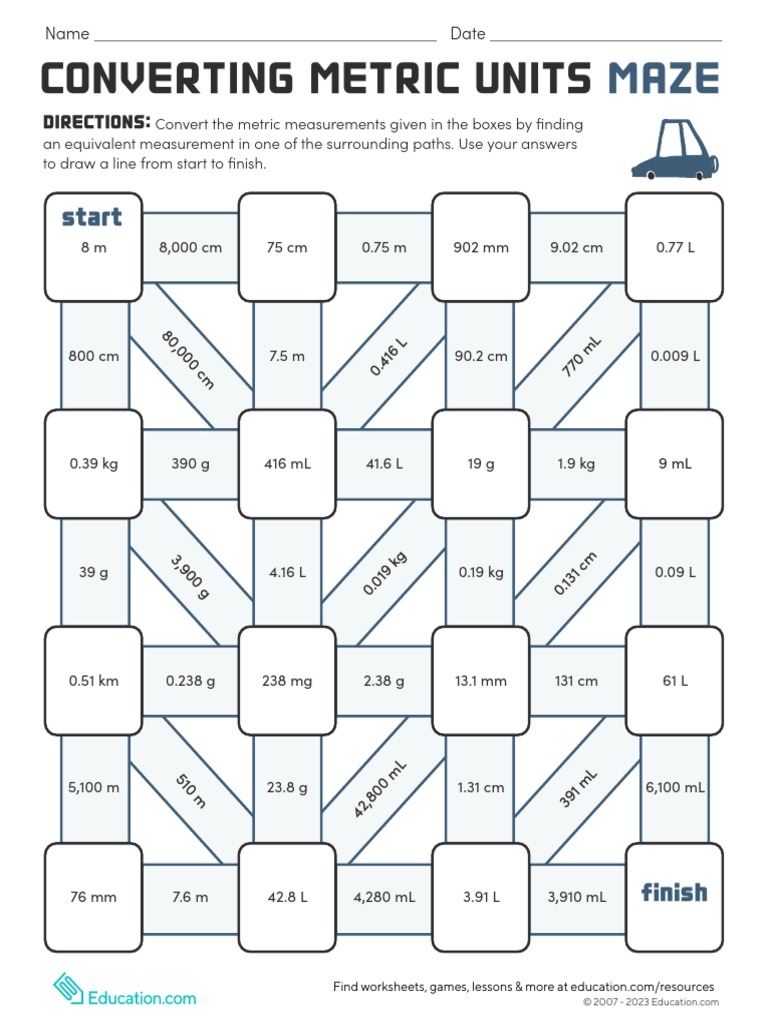Converting Metric Units Maze | PDF | Metrology