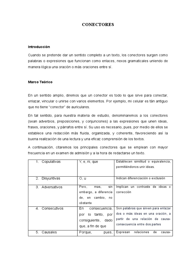 Conectores Lógicos Pre San Marcos - 17 de Mayo | PDF | Adverbio ...