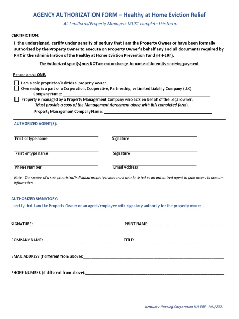 Agency Authorization Form | PDF