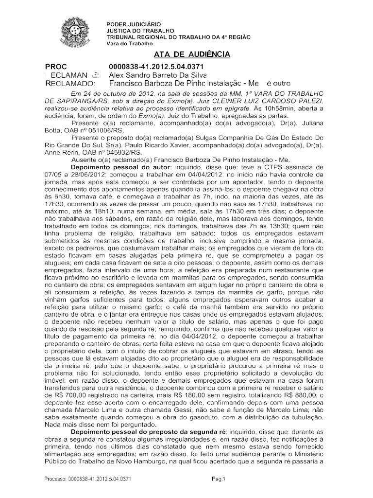 Ata de Audiência | PDF