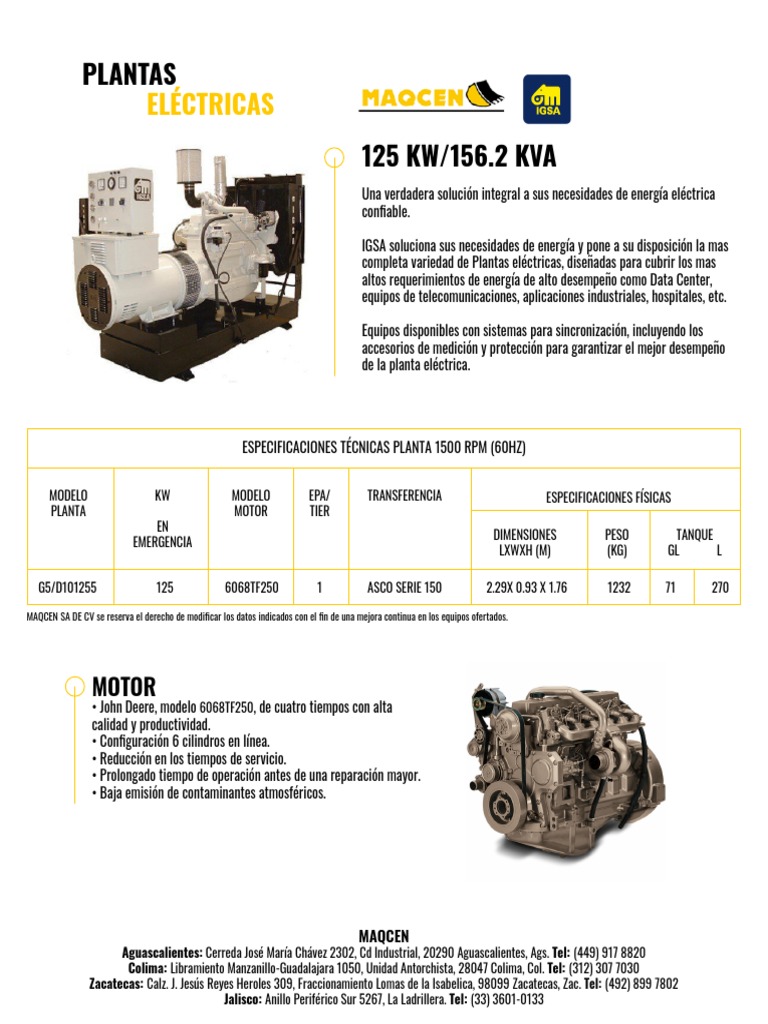 125KW | PDF | Generador eléctrico | Bienes manufacturados