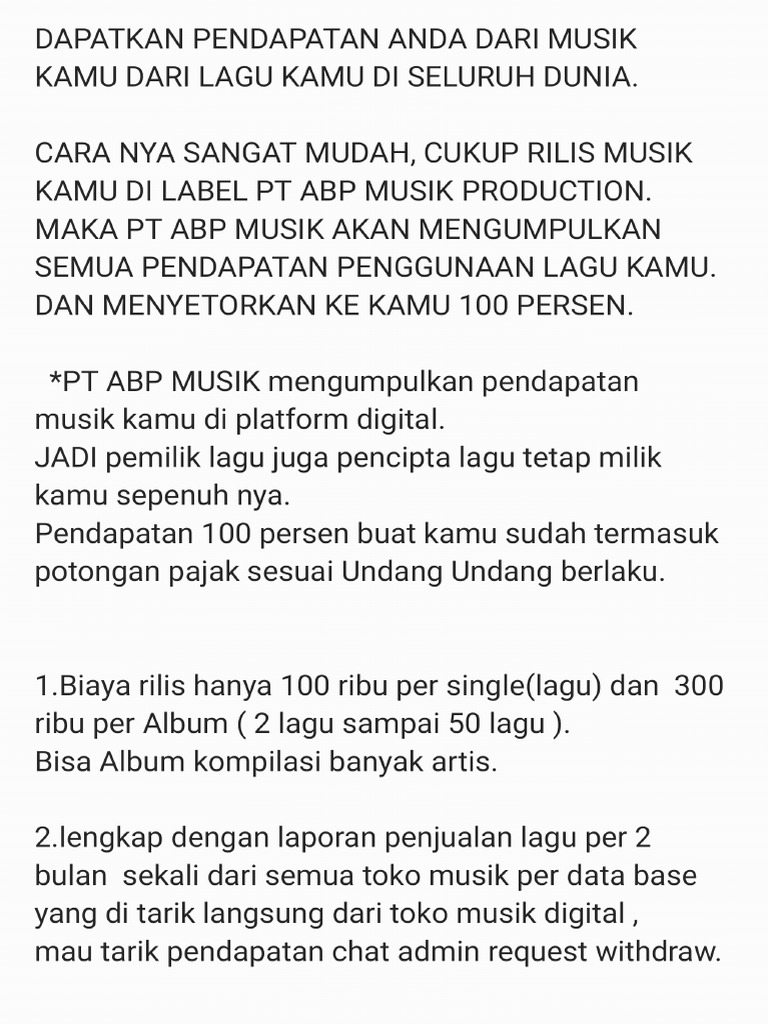 Rilis Lagu Di PT Abp Musik | PDF