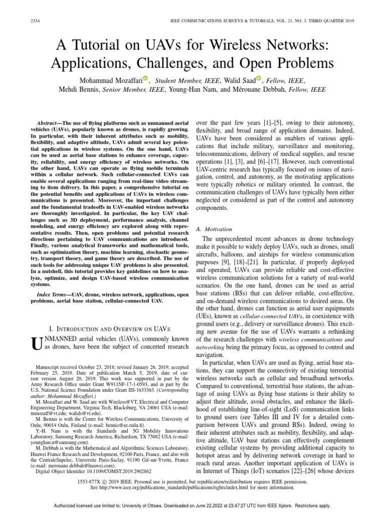 03 A Tutorial On Uavs For Wireless Networks Pdf Unmanned Aerial Vehicle Wireless Ad Hoc