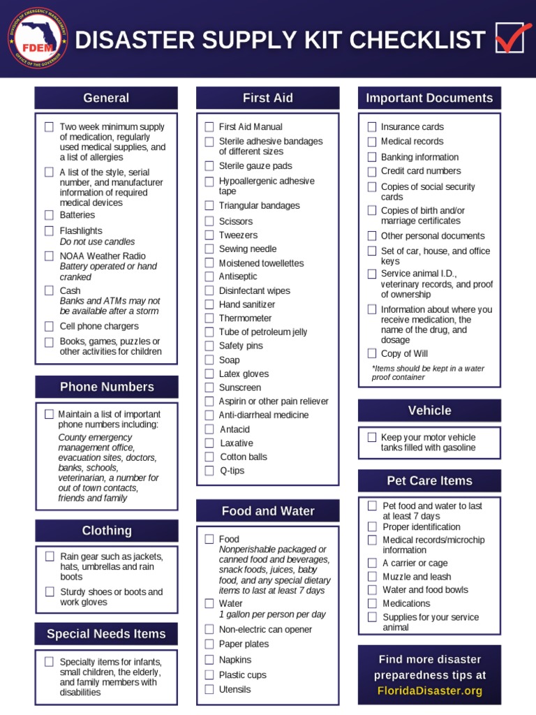 2022 Disaster Supply Kit Checklist | PDF