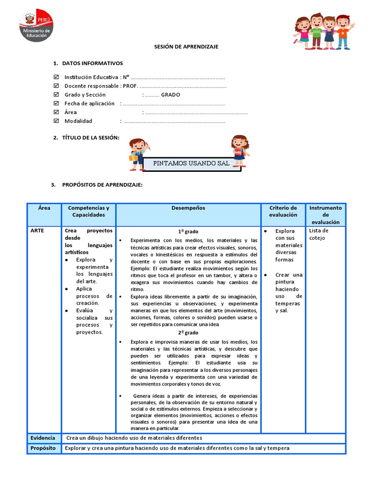 Jueves B - Sesión - Pintamos Usando Sal | PDF | Aprendizaje | Evaluación Jueves B - Sesión - Pintamos Usando Sal | PDF | Aprendizaje | Evaluación