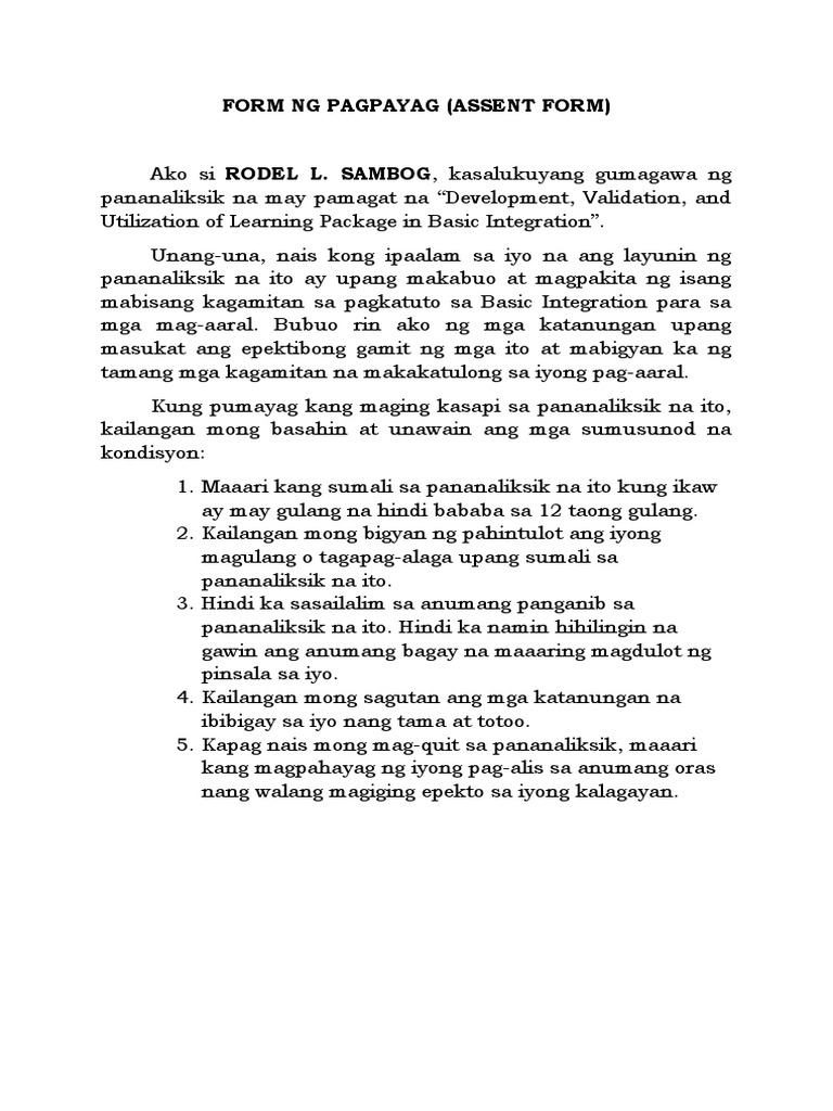 Form NG Pagpayag | PDF