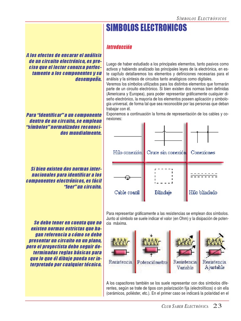 Símbolos y Componentes Electrónicos | PDF | Corriente eléctrica ...