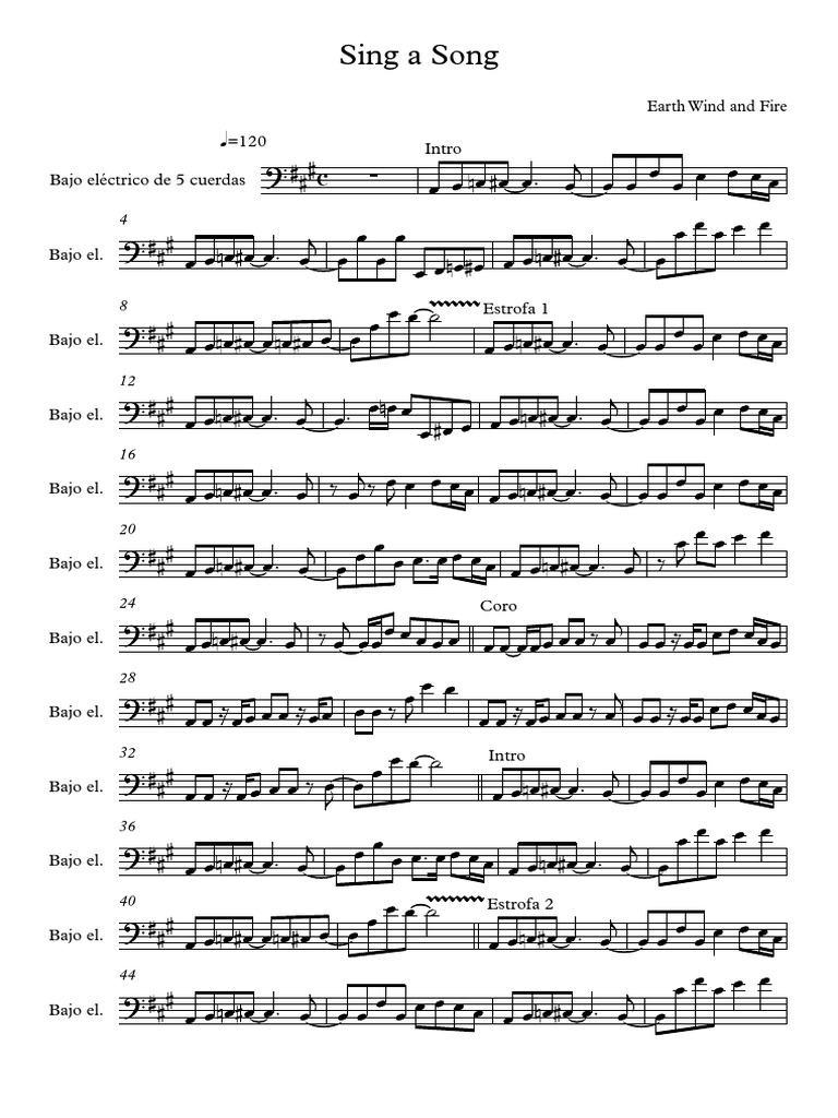 Sing A Song - Earth Wind and Fire - Bass | PDF