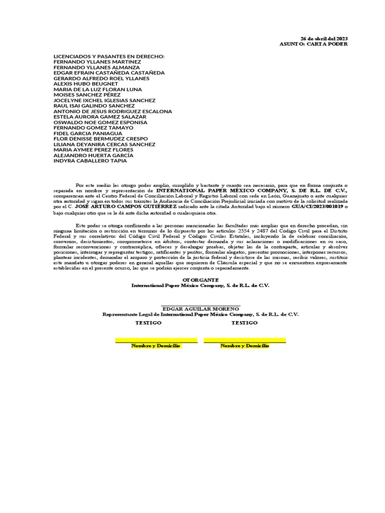 CARTA PODER-ip-JOSE ARTURO CAMPOS | PDF | Justicia | Crimen y violencia