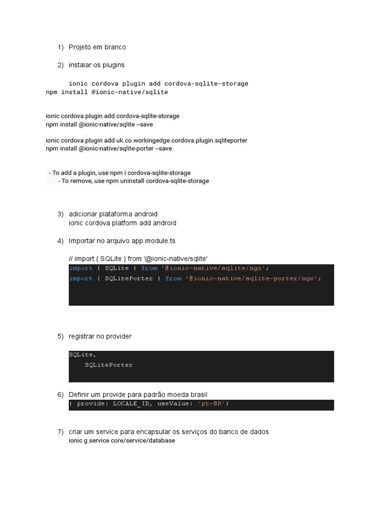 Utilizando SQlite Com Ionic | PDF