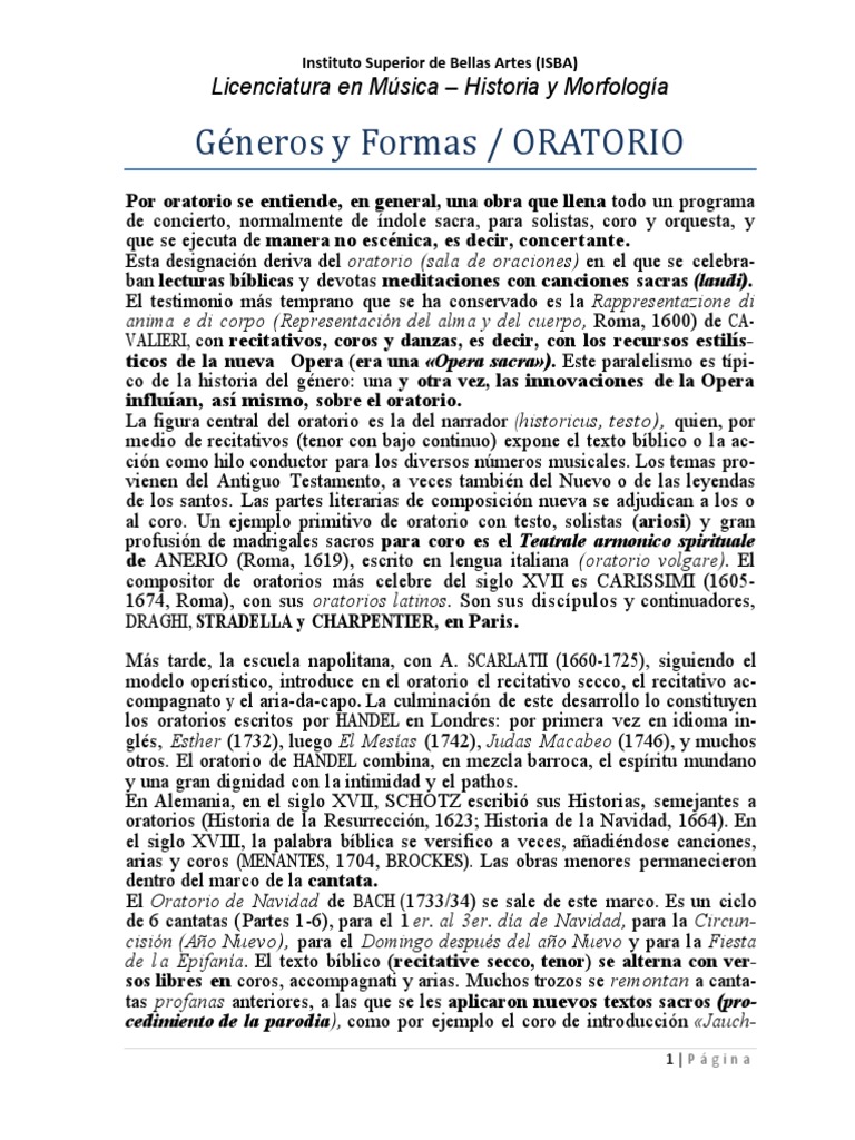 16 - Oratorio | PDF | Composiciones clásicas | Música clásica