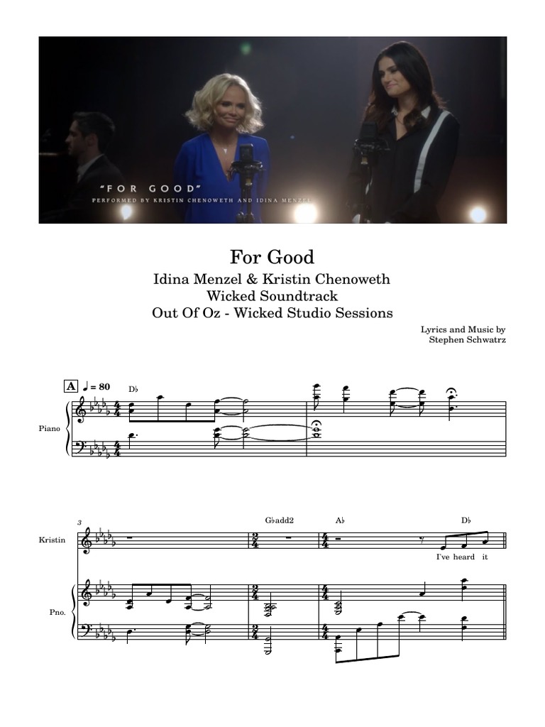 For Good Acoustic Idina Menzel Kristin Chenoweth | PDF