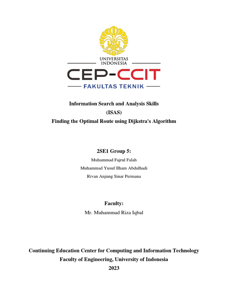 ISAS Dijkstra's Algorithm 2SE1 Group 5 | PDF | Vertex (Graph Theory) | Algorithms