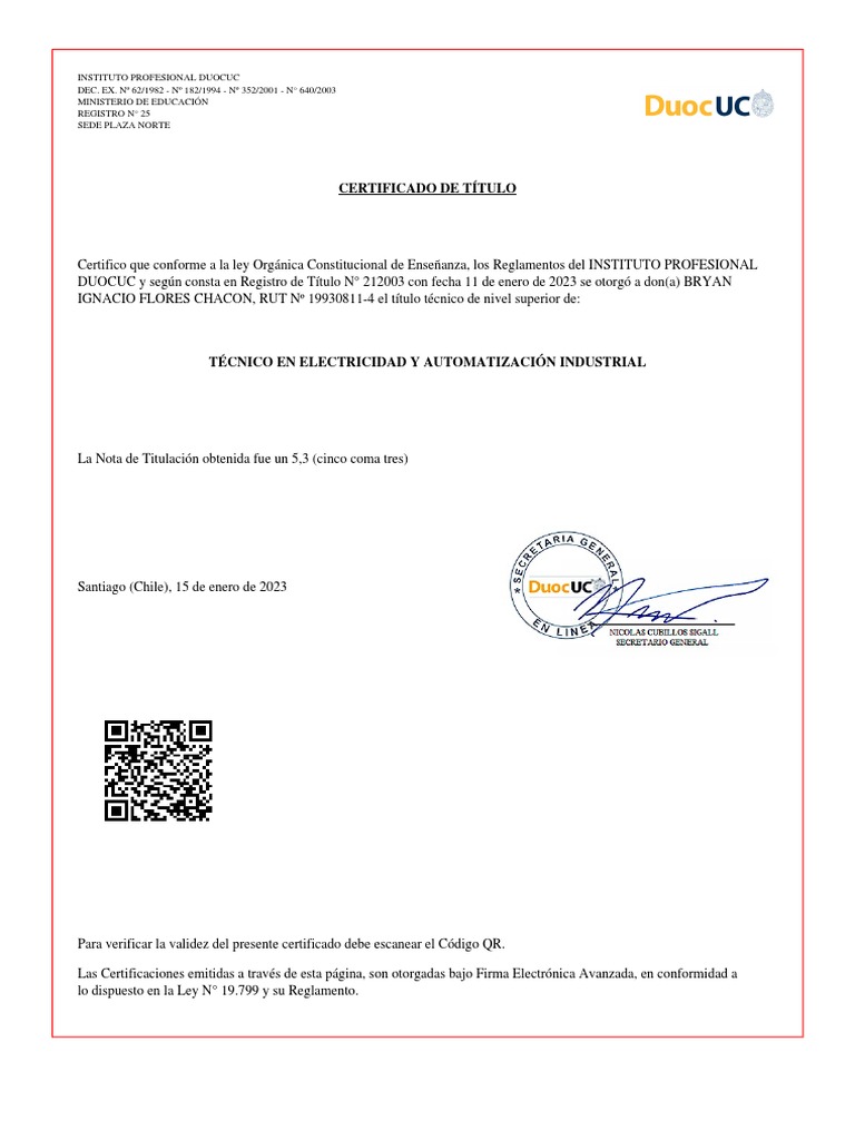 Certificado de Titulo | PDF