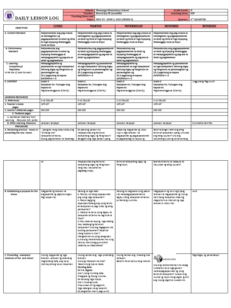 DLL - Esp 2 - Q4 - W5 | PDF