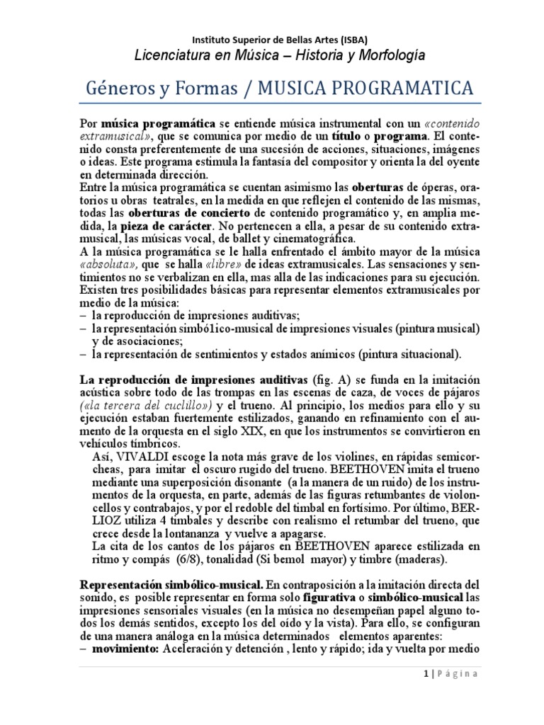 Música Programática: Definición y Ejemplos | PDF | Sonido | Las artes ...