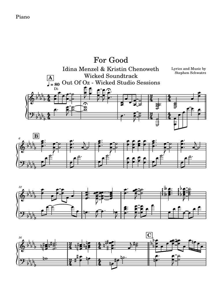 For Good | PDF | Musical Theatre
