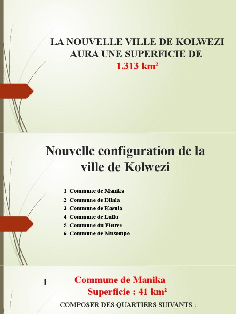 Nouvelle Configuration de La Ville de Kolwezi | PDF | Voyages