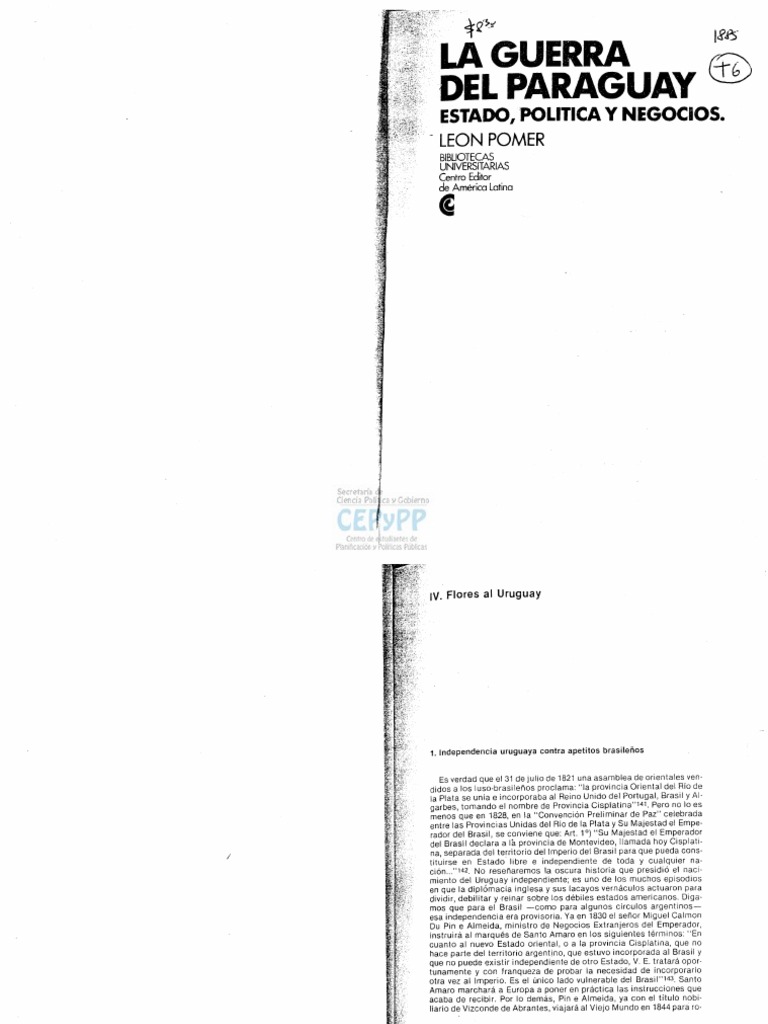 Leon Pomer La Guerra Del Paraguay Waterm | PDF