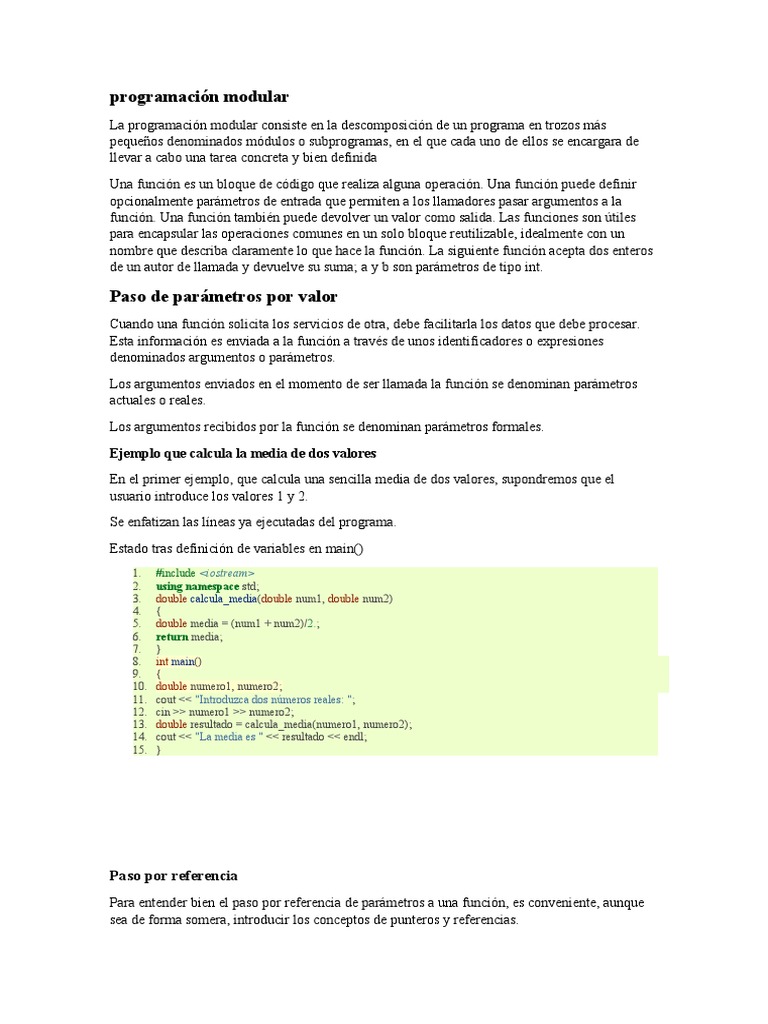Programación Modular Pdf Puntero Programación De Computadora Función Matemáticas