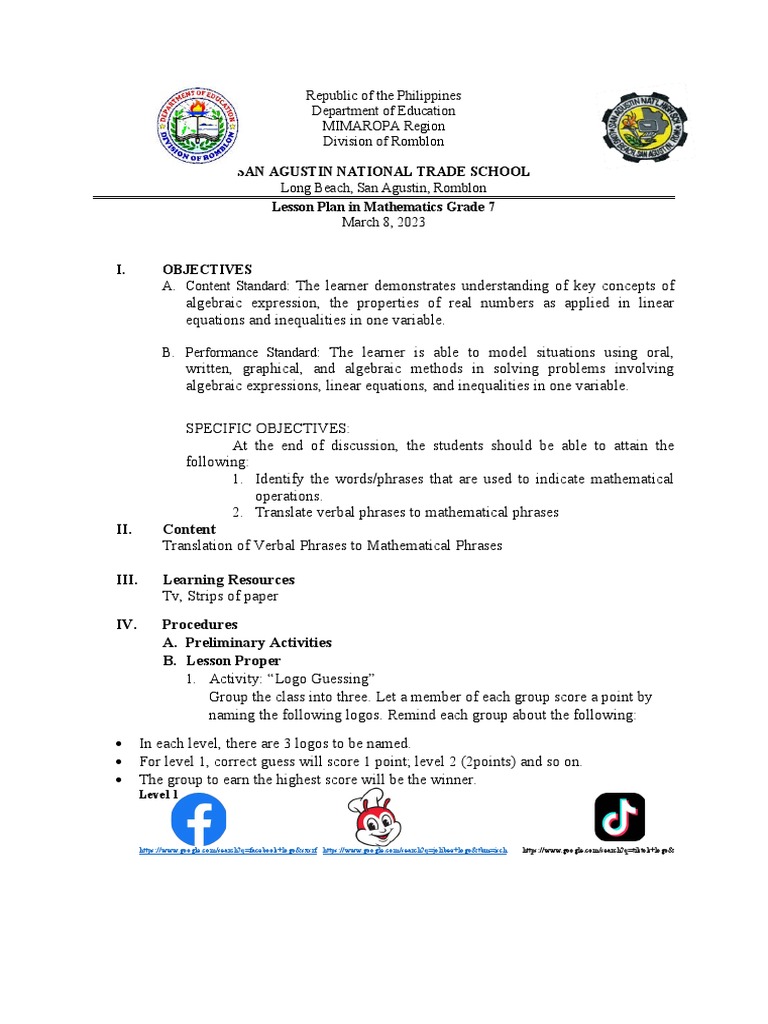 Math 7 Cot 3 | PDF | Mathematics | Equations