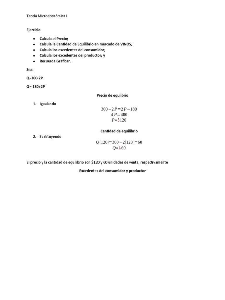 Ejercicio Teoría Microeconómica | PDF