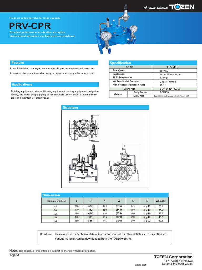 We200 PRV-CPR 2201 | PDF | Valve | Mechanical Engineering
