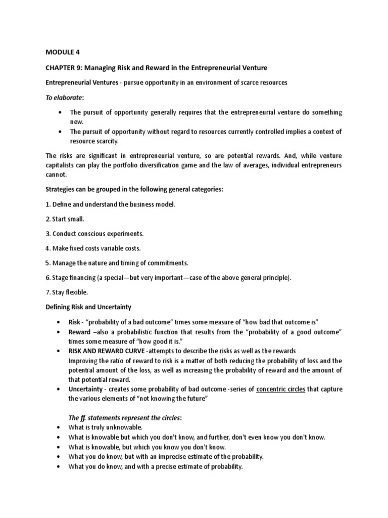 Module 4 Chapter 9 Download Free Pdf Entrepreneurship Risk 