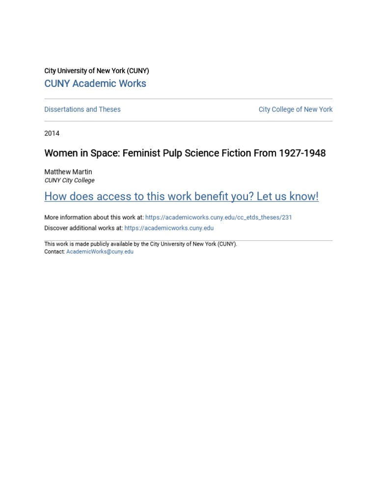 Women in Space - Feminist Pulp Science Fiction From 1927-1948 | PDF | Analog Science Fiction And ...