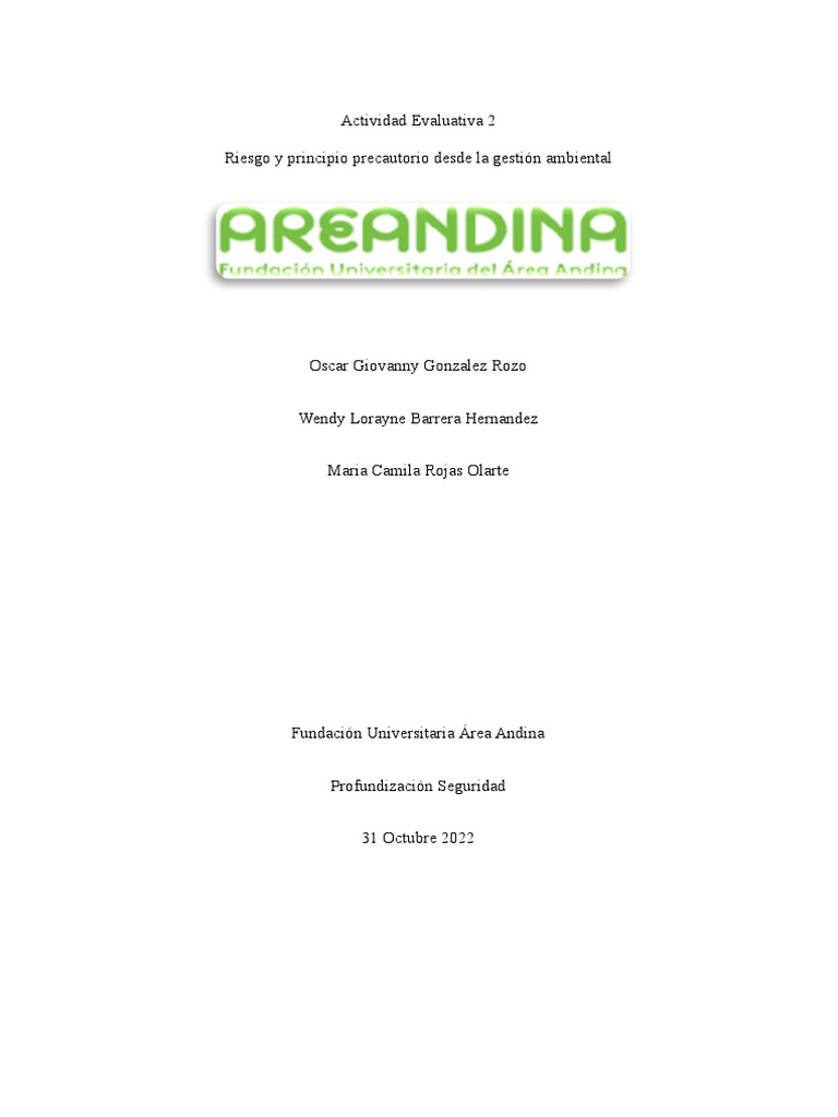 ACT. EJE 2 Profundización Ambiental | PDF | Entorno natural | Riesgo