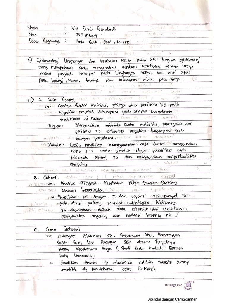 UTS Epid K3KL - Vivi Sutia D - 2011216004 | PDF