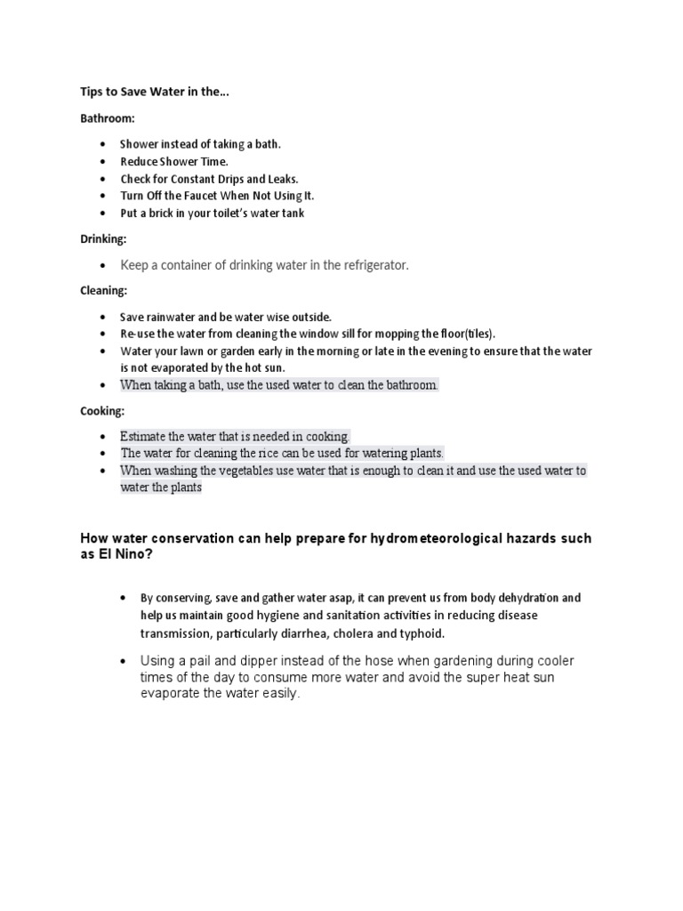 Tips To Save Water | PDF