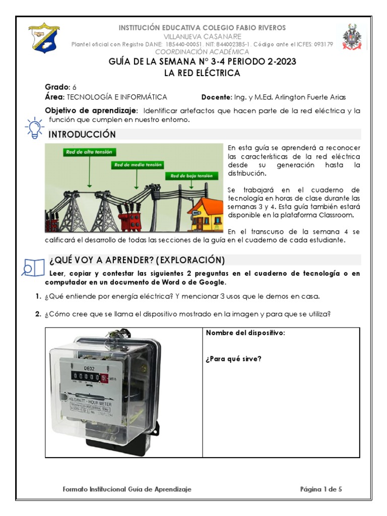 Grado 06-P2 S3-S4 La Red Eléctrica | PDF | Ingenieria Eléctrica ...