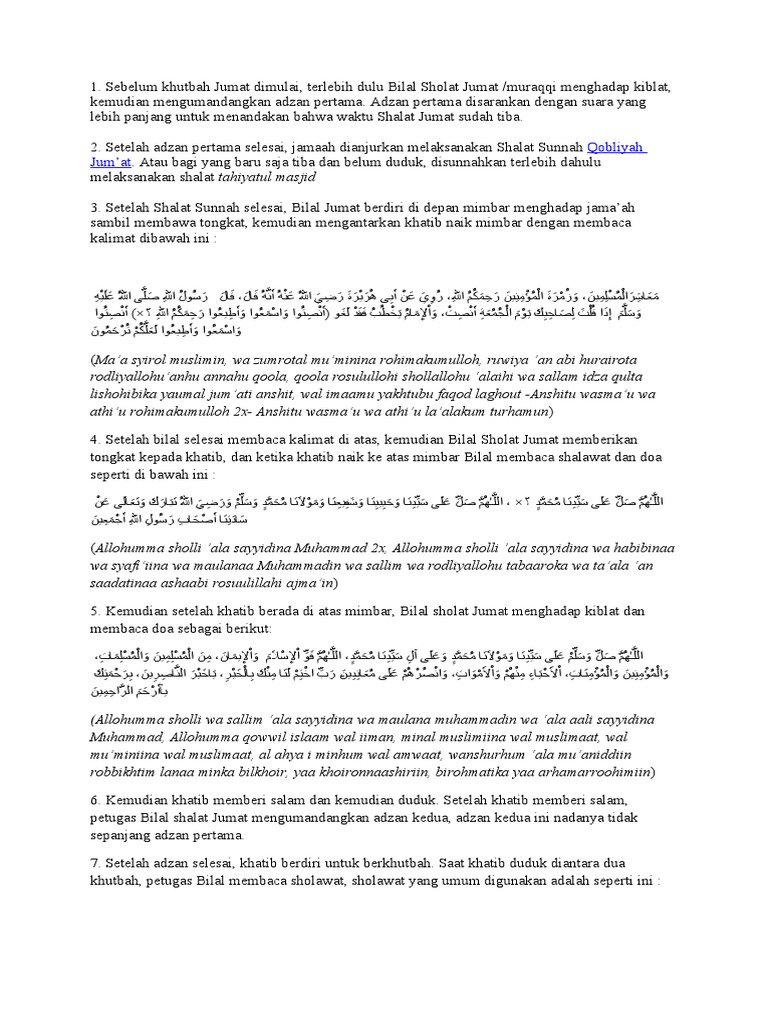 Bilal Khutbah Jumat Lengkap | PDF